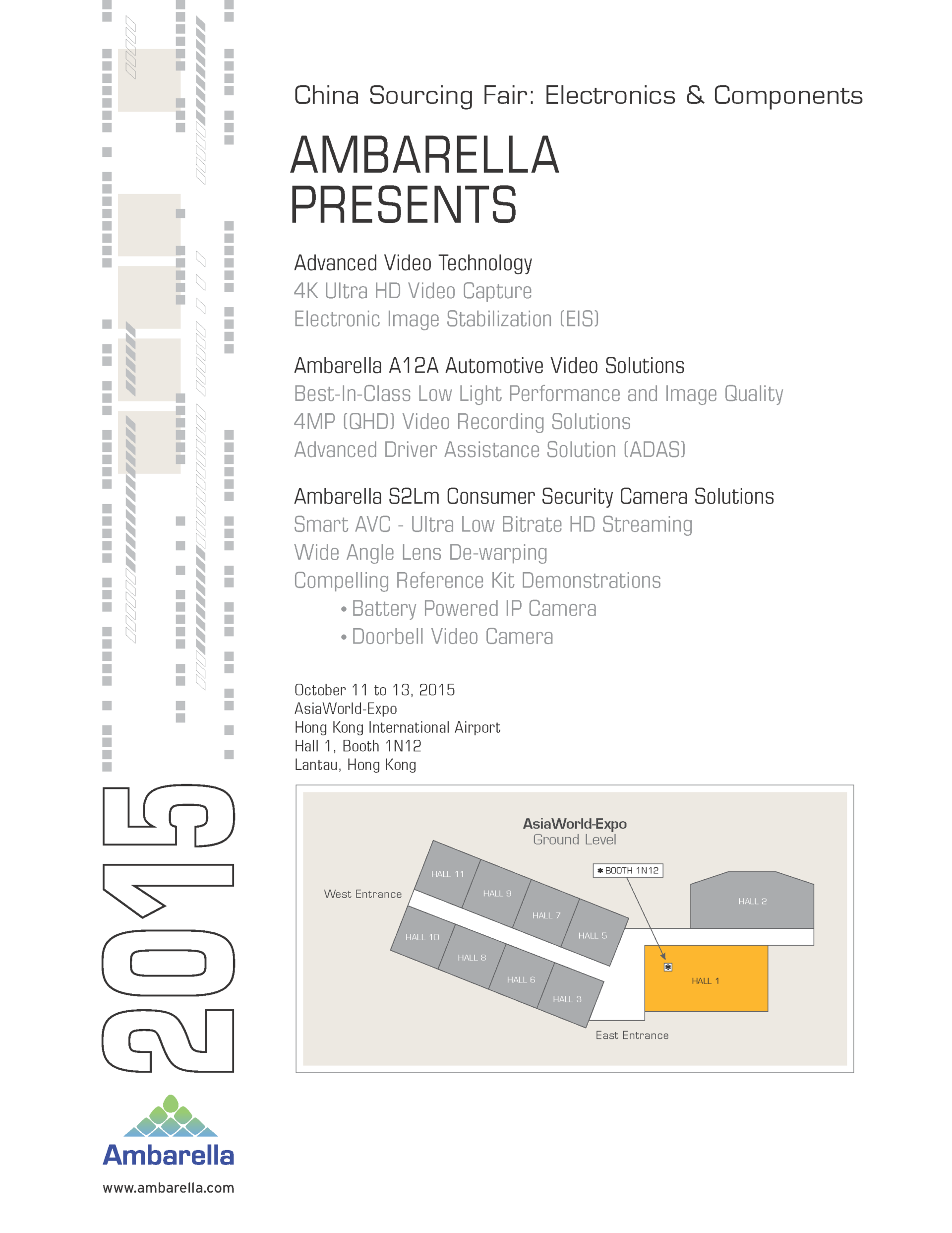 Ambarella Attending China Sourcing Fair in Hong Kong, October 11 to 13 ...